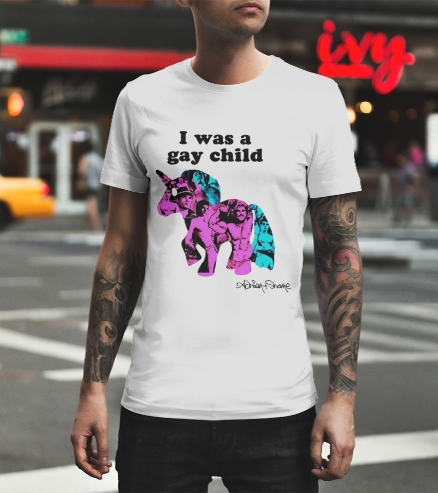 Adrian And Shane I Was A Gay Child Unicorn Collage T-Shirt