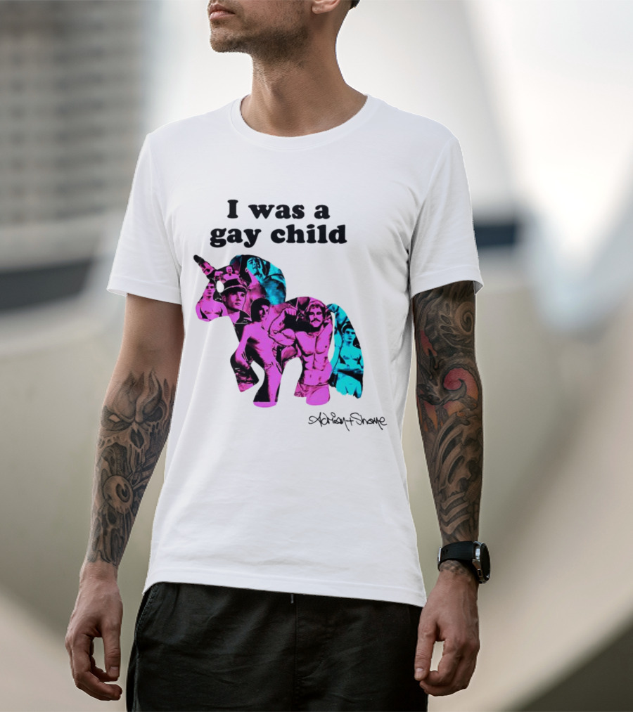 Adrian And Shane I Was A Gay Child Unicorn Collage T-Shirt