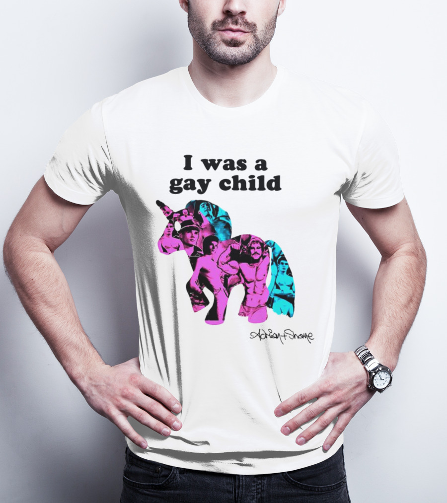 Adrian And Shane I Was A Gay Child Unicorn Collage T-Shirt