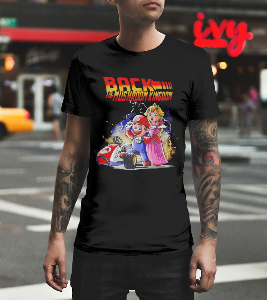 Back To The Mushroom Kingdom Mario Princess Kart Lightning Retro Adventure T-Shirt