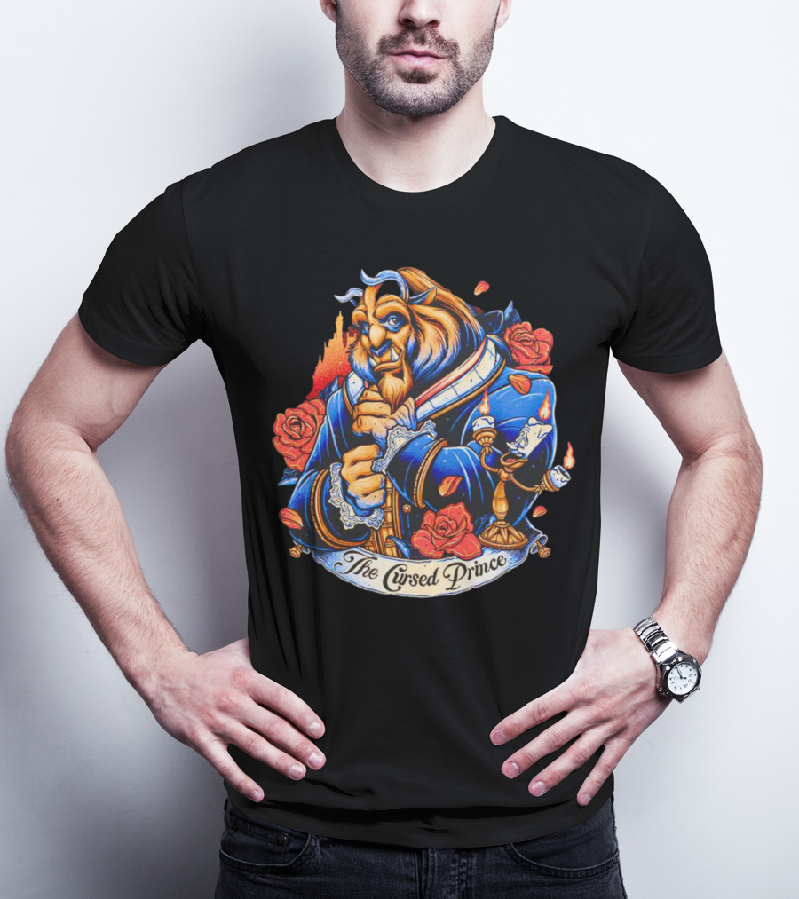 The Beast The Cursed Prince Roses And Candle Companion Scene T-Shirt