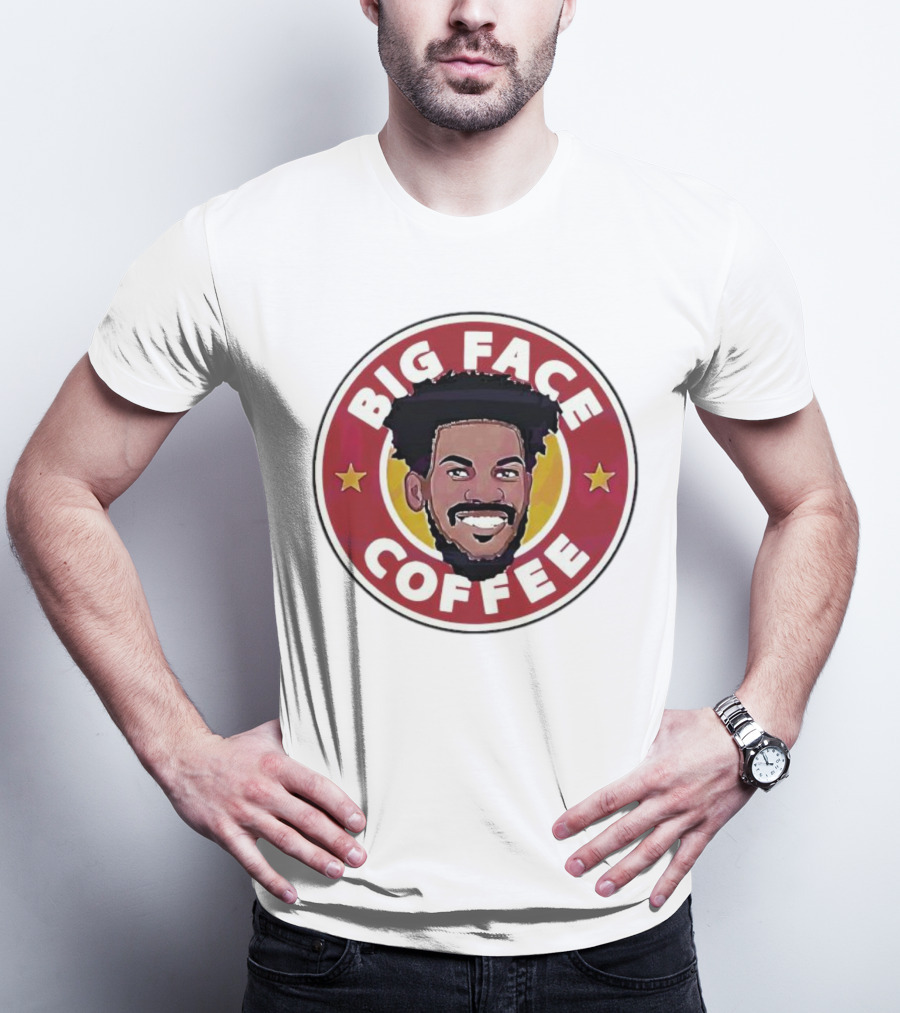 Big Face Coffee Jimmy Butler Circle Red Background Two Stars T-Shirt