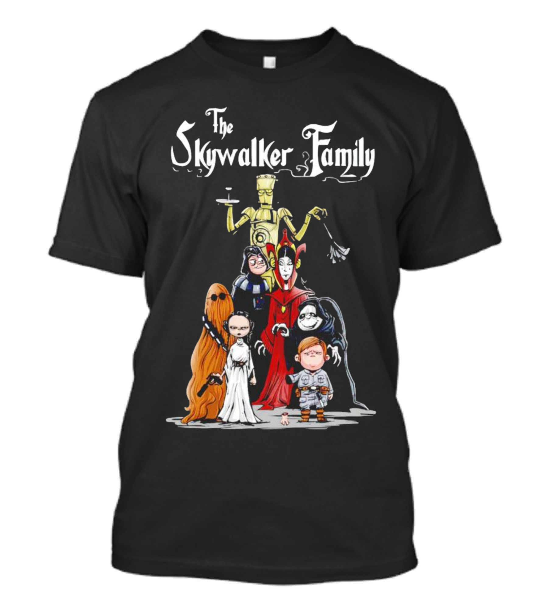 Star Wars Meets Addams Parody Mashup With Skywalker Family Twist T-Shirt