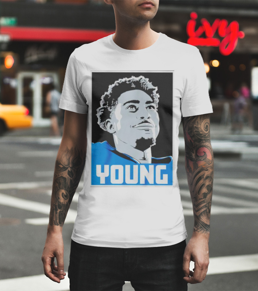 Bryce Young Football Portrait Black And Blue Young T-Shirt
