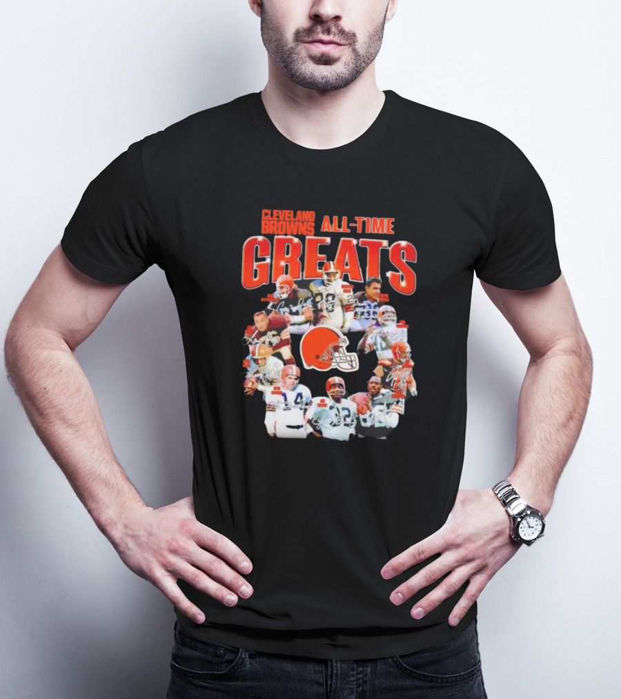 Cleveland Browns All-Time Greats Signatures Legends Icons Team Photos Football T-Shirt