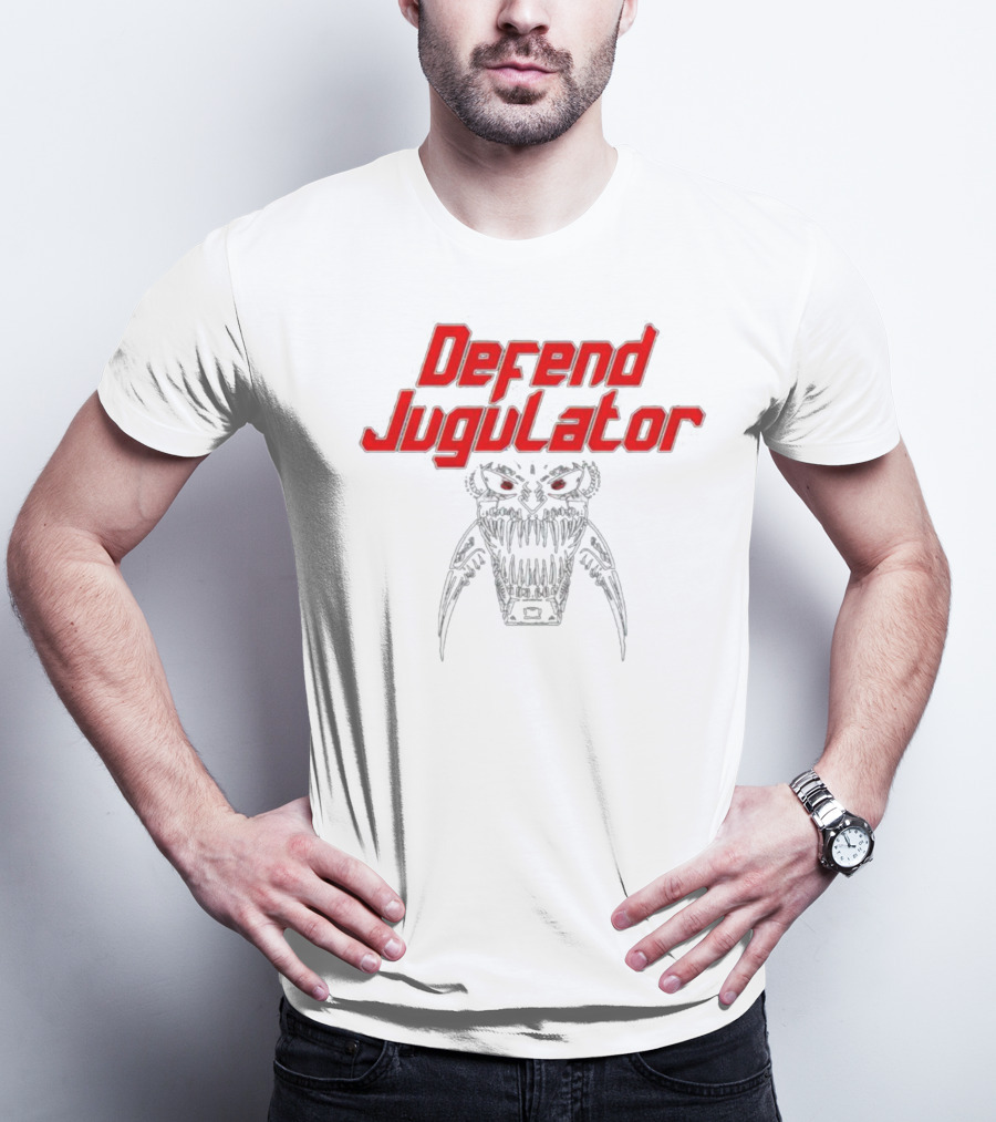 Defend Jugulator Metal Beast With Fangs And Red Eyes T-Shirt