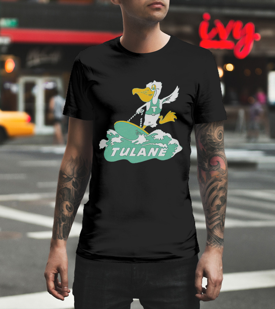 Tulane Green Wave Surfing Pelican Vintage T-Shirt
