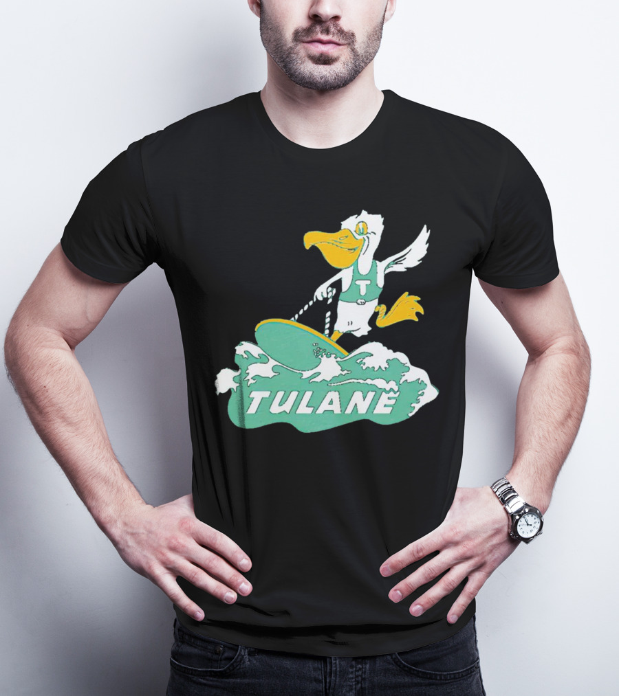 Tulane Green Wave Surfing Pelican Vintage T-Shirt
