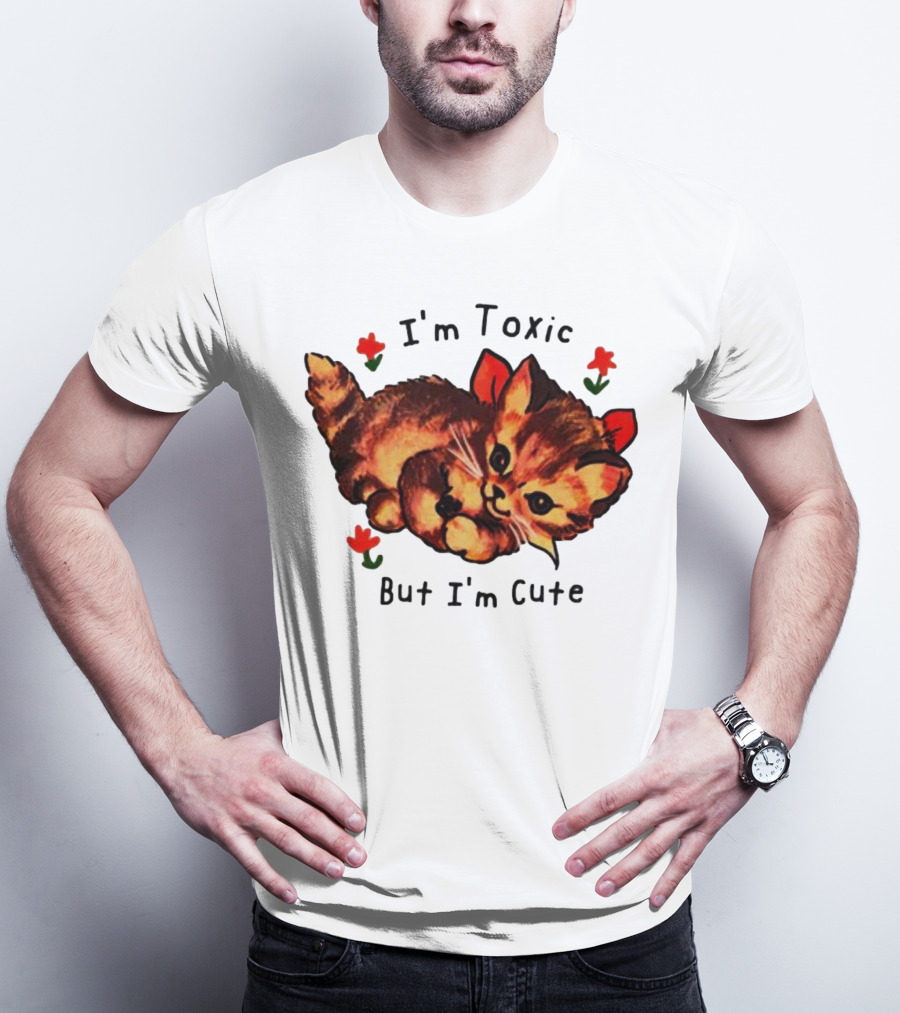 I'm Toxic But I'm Cute Cat With Flowers T-Shirt