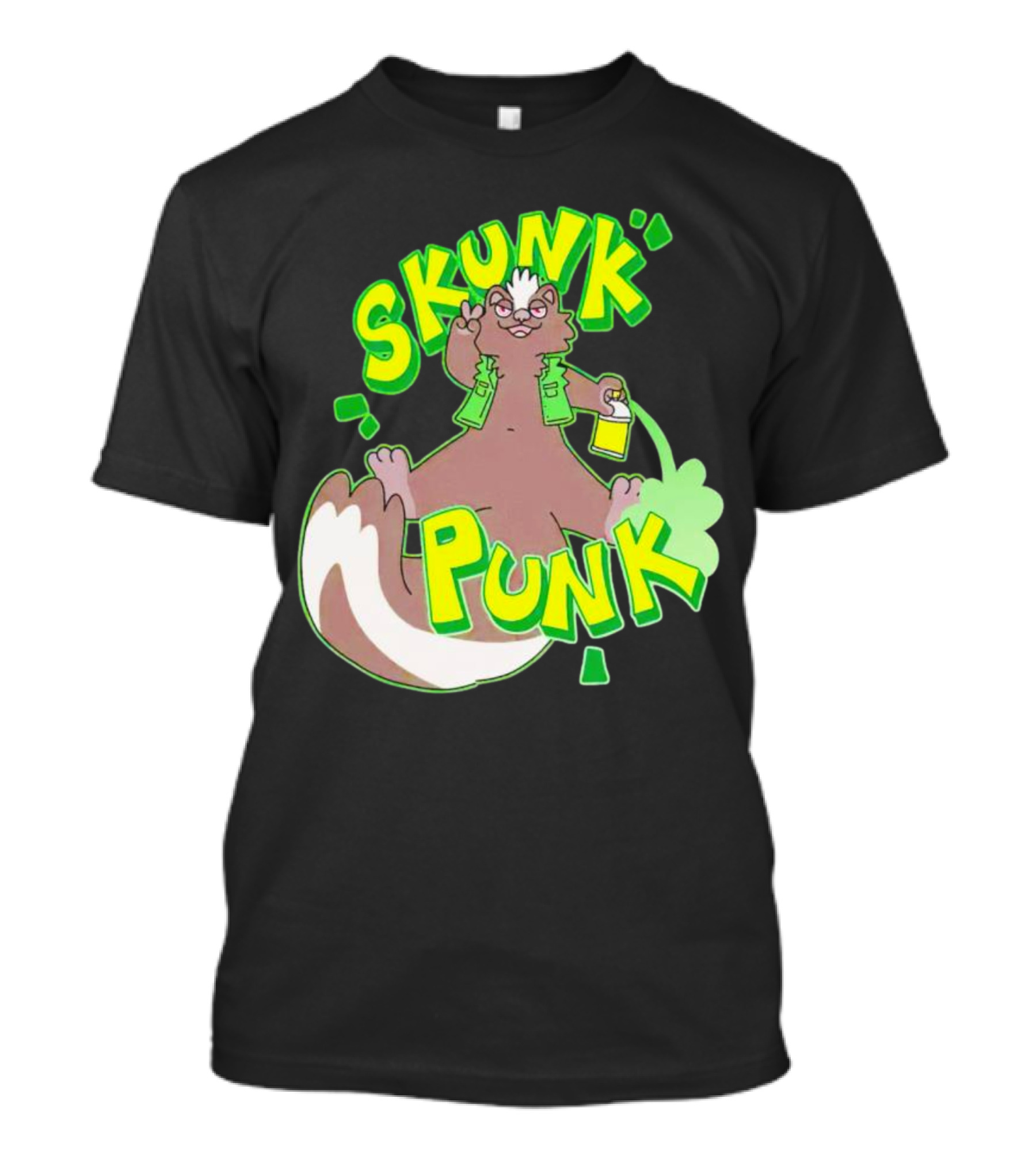 SKUNK PUNK Green Vest Peace Sign Paint Can T-Shirt