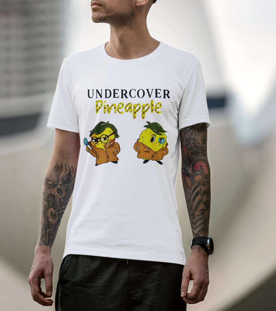 UNDERCOVER PINEAPPLE Detective Humor Quirky Characters T-Shirt