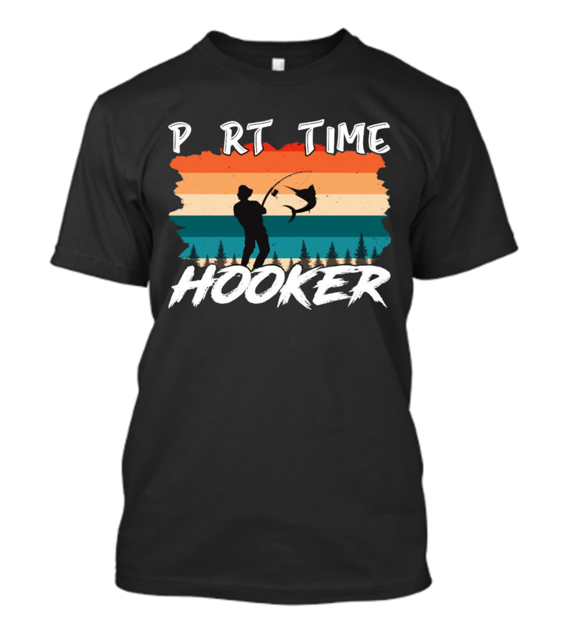Part Time Hooker Fishing Vintage Sunset T-Shirt