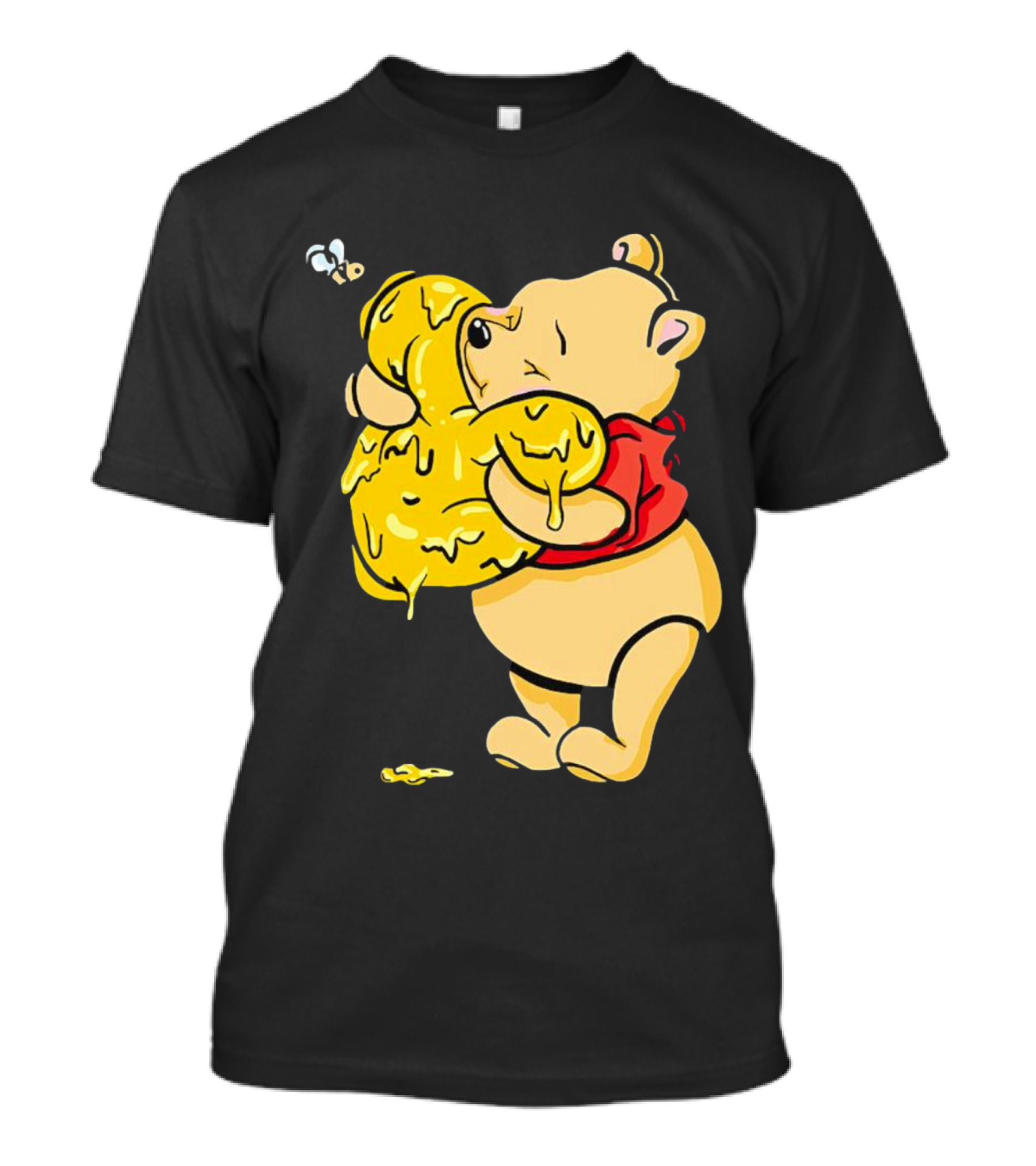 Pooh Bear Hugging Hunny Pot With Bee T-Shirt