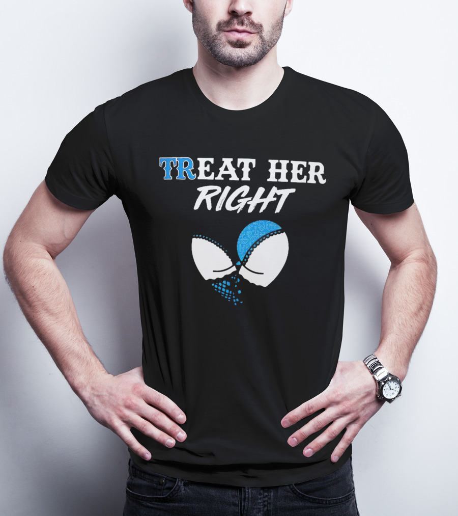 TREAT HER RIGHT Blue And White Lace T-Shirt