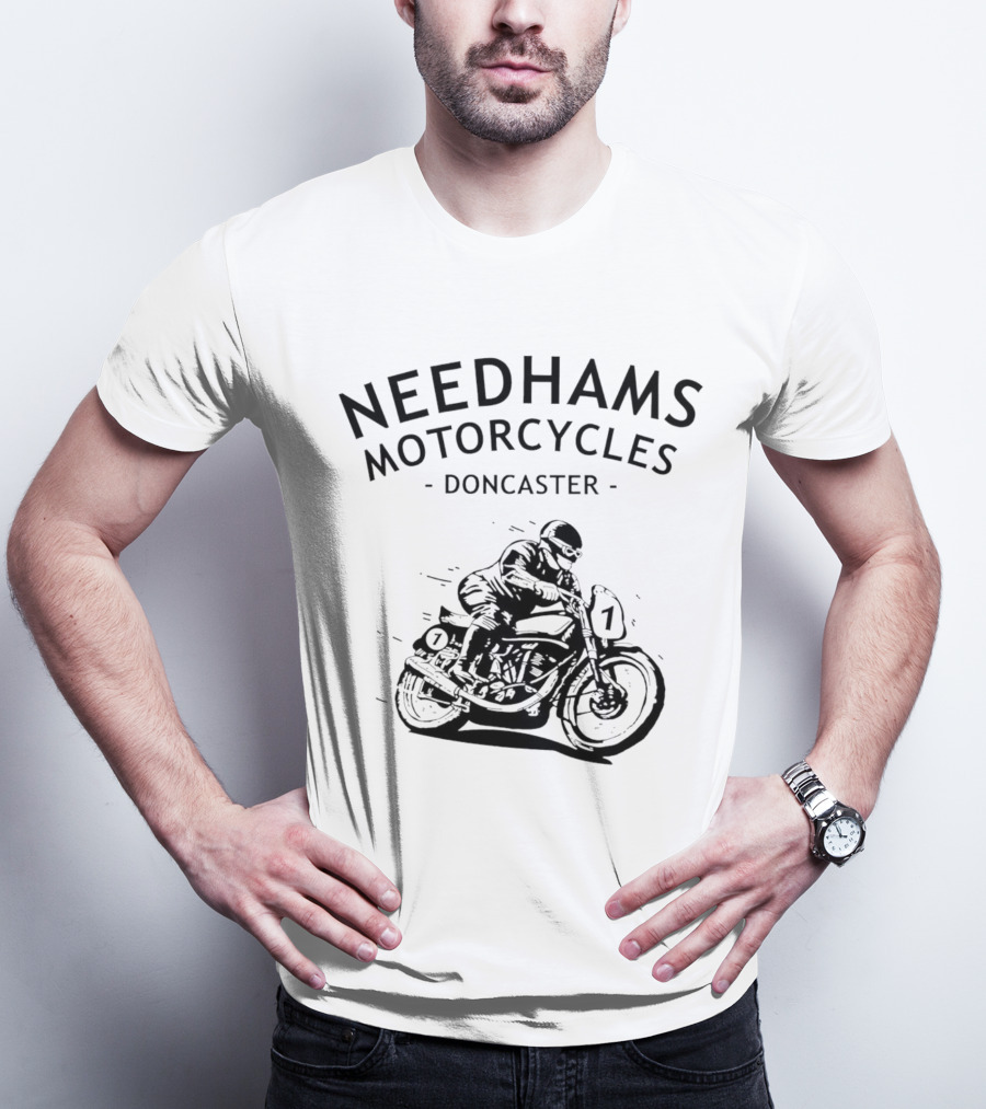 Needhams Motorcycles Doncaster Racing Rider Drawing T-Shirt