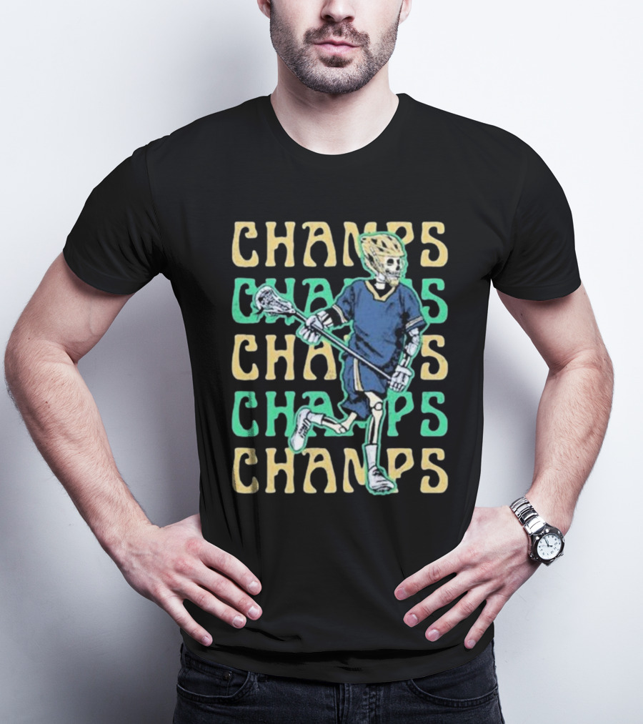 Notre Dame Fighting Irish Skeleton Lacrosse Champs T-Shirt