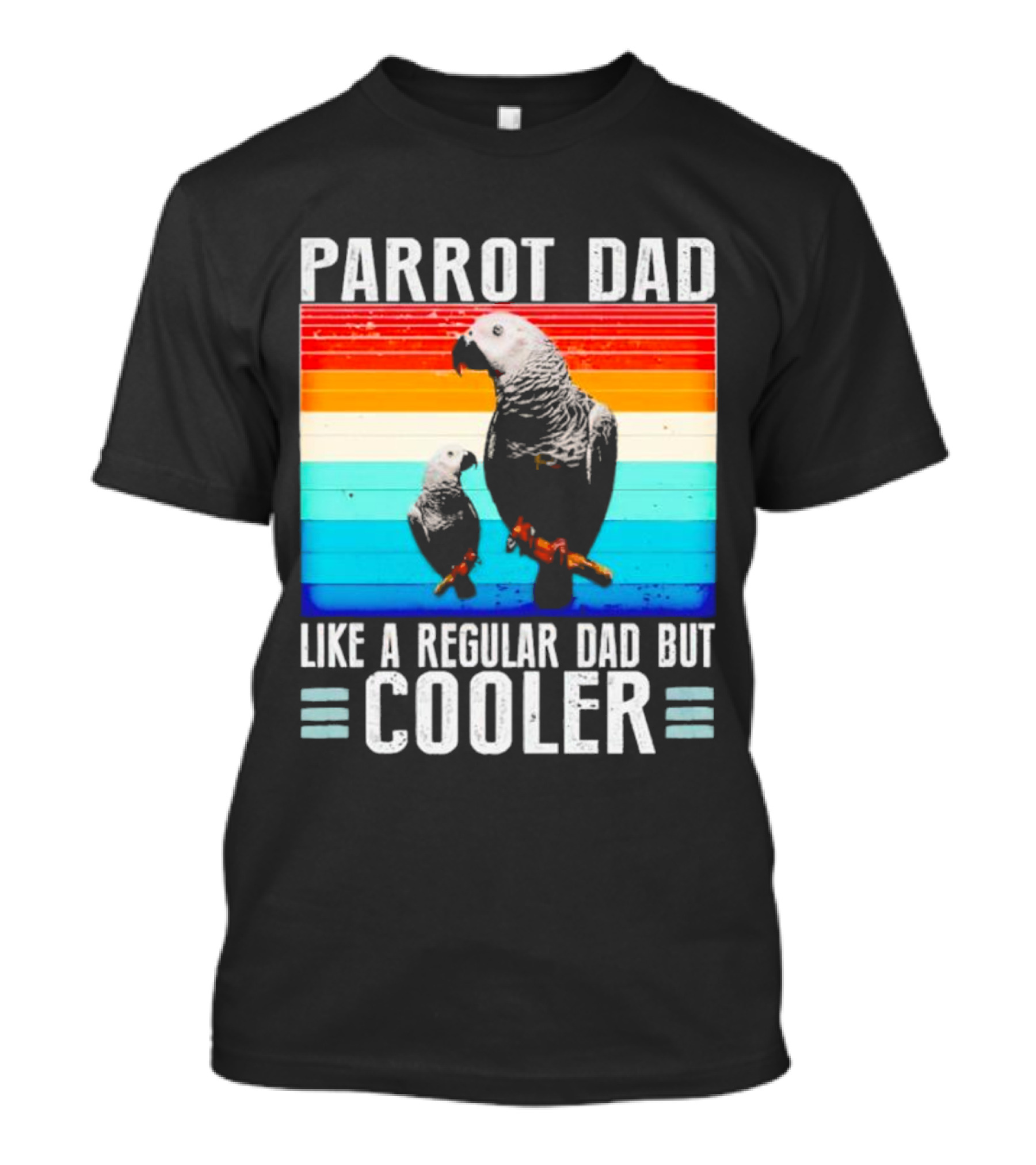 Parrot Dad Like A Regular Dad But Cooler Retro Stripes T-Shirt