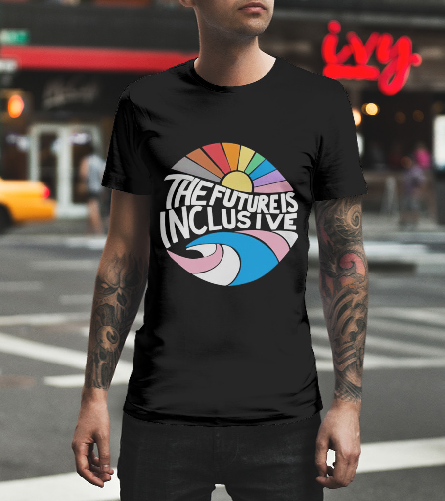 The Future Is Inclusive Rainbow Pride Wave Sunburst T-Shirt