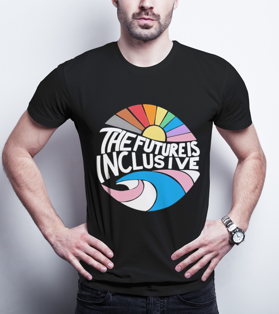 The Future Is Inclusive Rainbow Pride Wave Sunburst T-Shirt