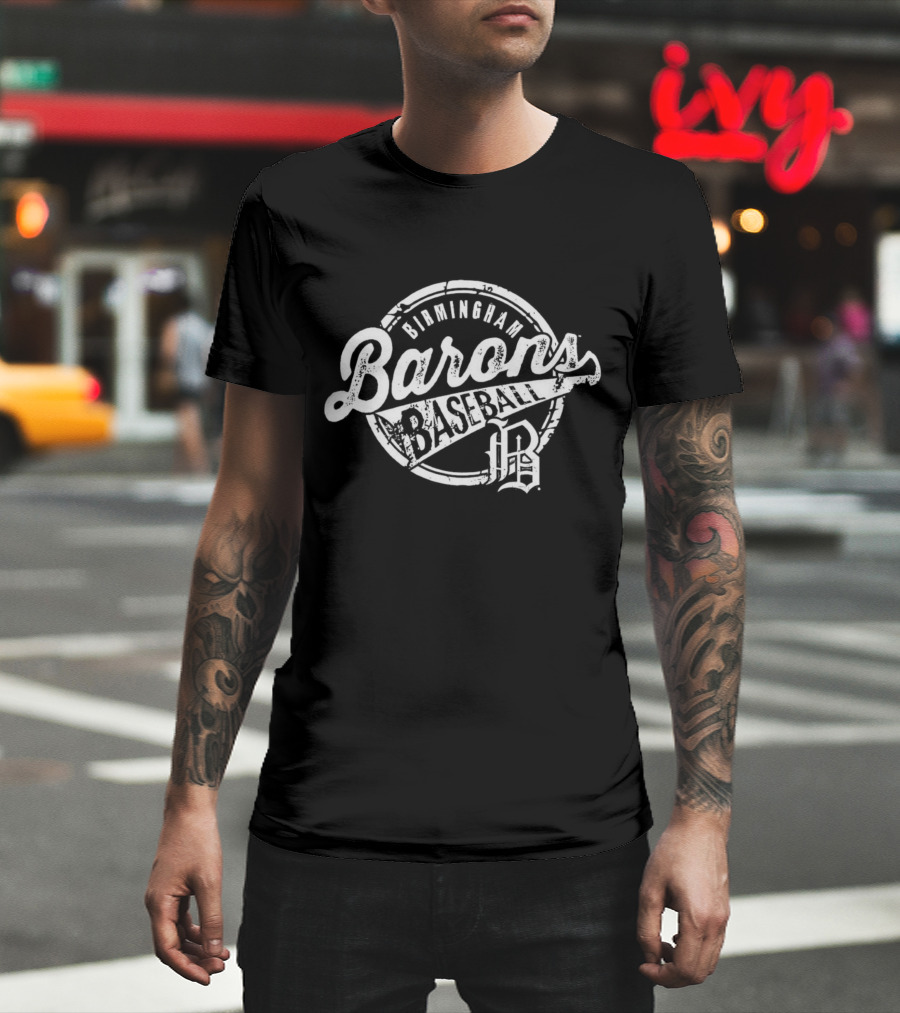 Birmingham Barons Baseball Round Vintage Logo With Initials BP T-Shirt