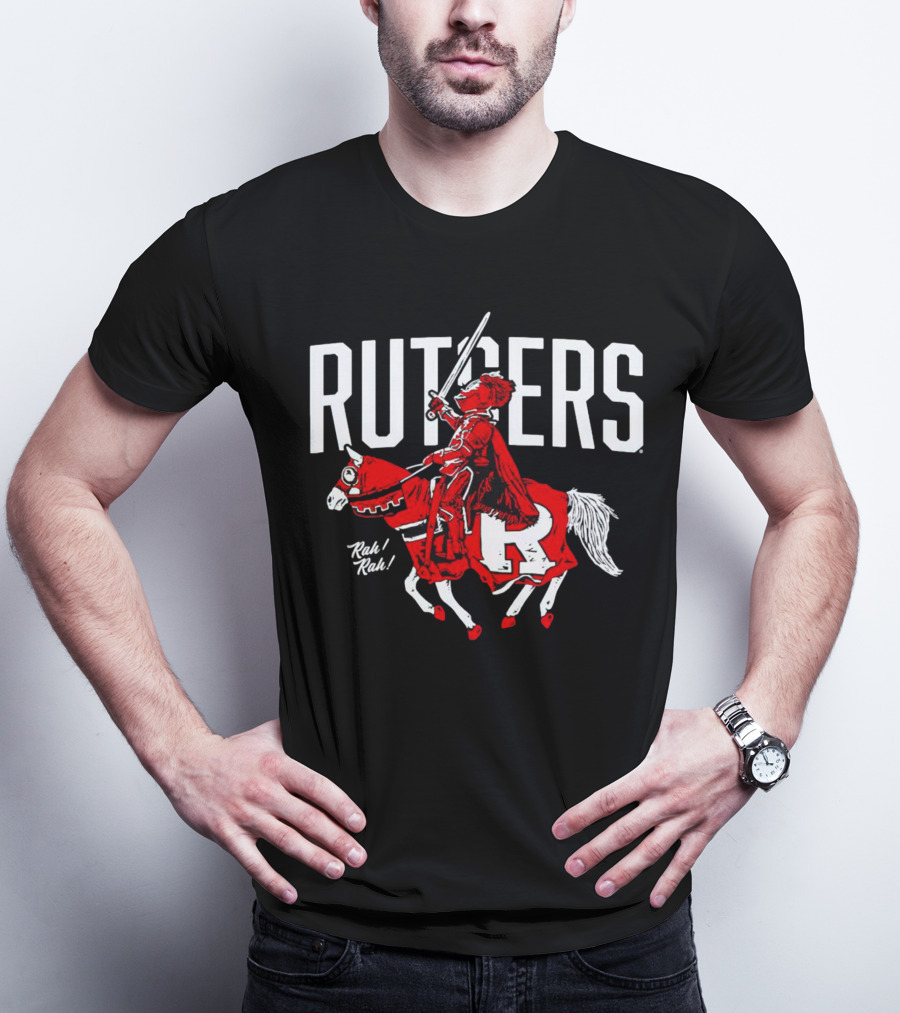 Rutgers Knights Rah Rah Iconic Sword-Wielding Mascot On Horseback T-Shirt