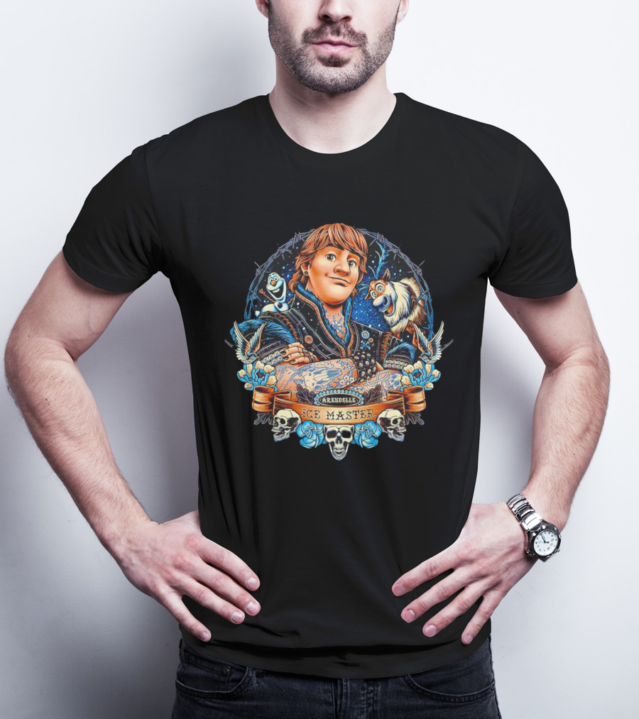 Arendelle Ice Master With Olaf And Sven Skulls And Roses Tattoo T-Shirt