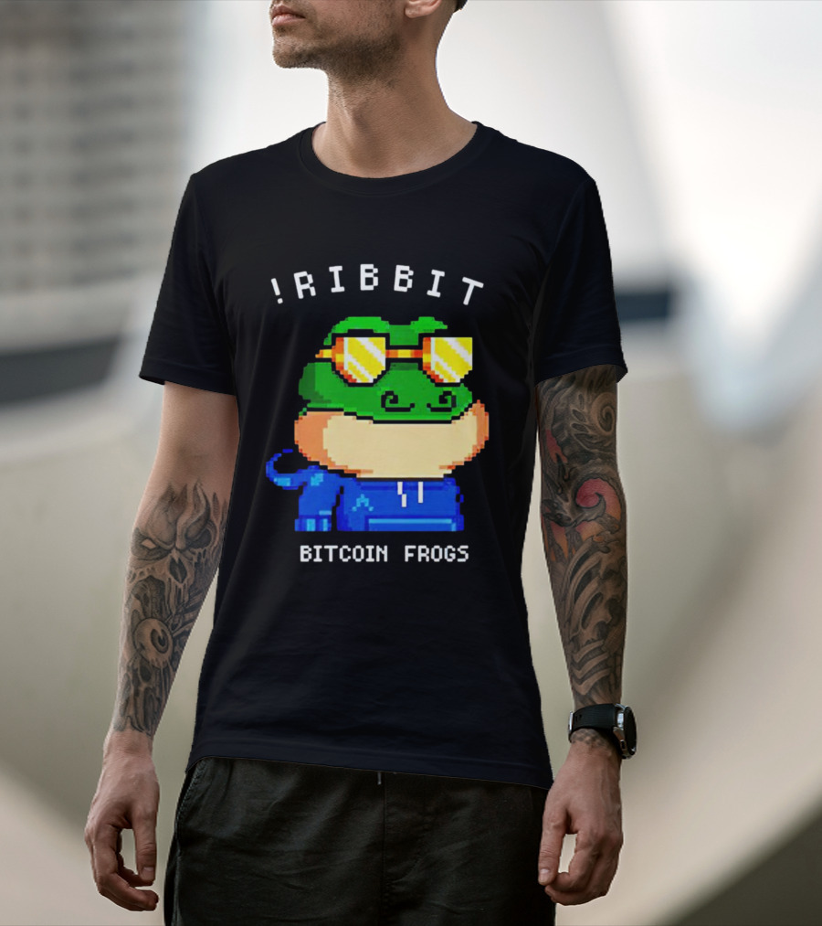 Ribbit Bitcoin Frogs Pixel Art Frog With Sunglasses T-Shirt
