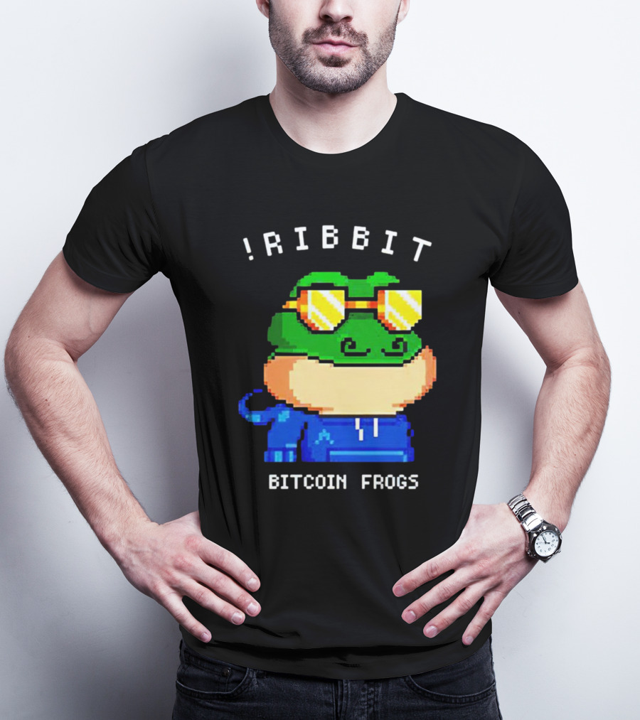 Ribbit Bitcoin Frogs Pixel Art Frog With Sunglasses T-Shirt