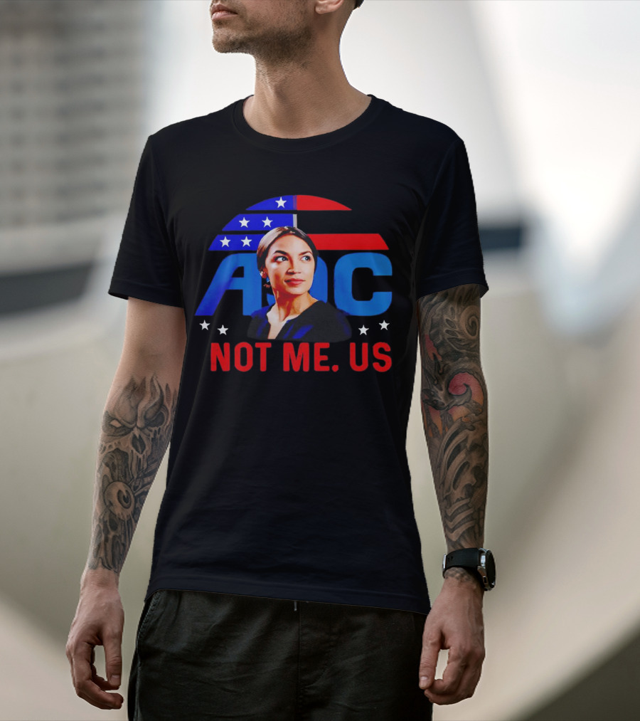 AOC Not Me Us American Flag Motif T-Shirt