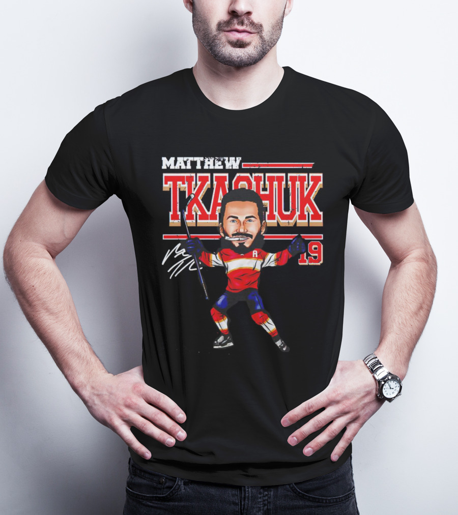 Matthew Tkachuk Florida Panthers Number 19 Cartoon Signature T-Shirt
