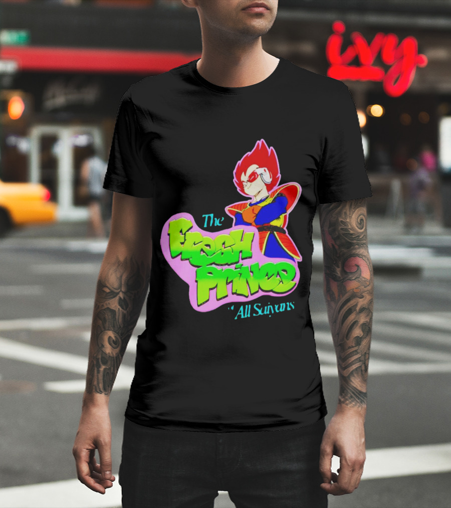 The Fresh Prince Of All Saiyans Vegeta Cartoon Mashup T-Shirt