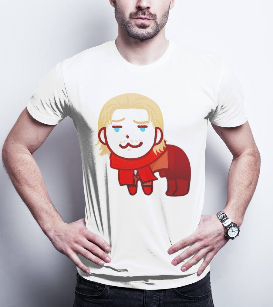 Ocelot Creature Blonde Character In Red Scarf And Outift T-Shirt
