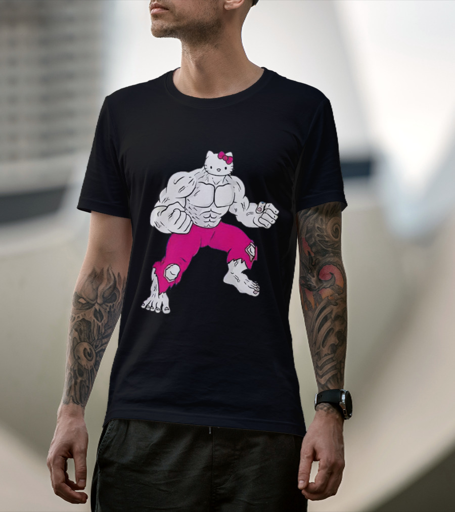 Hello Kitty Meets Hulk Crossover Mashup T-Shirt