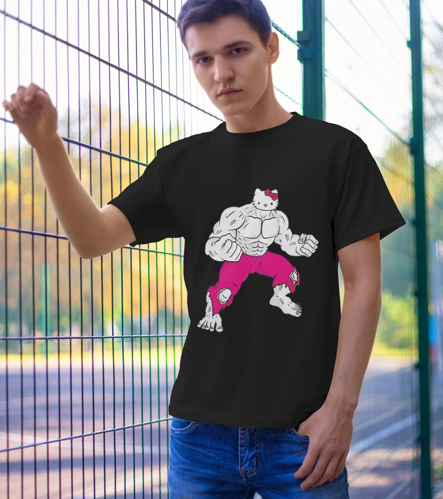 Hello Kitty Meets Hulk Crossover Mashup T-Shirt