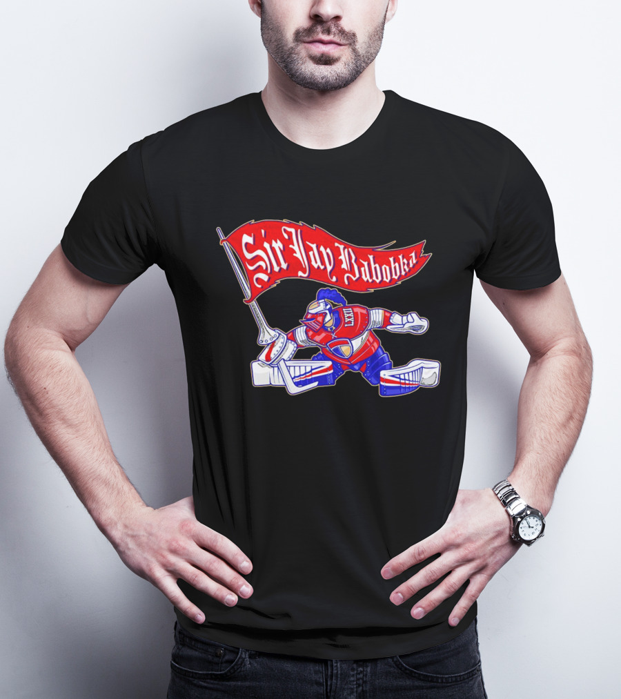 Sir Jay Babobka Hockey Knight With Red Banner T-Shirt