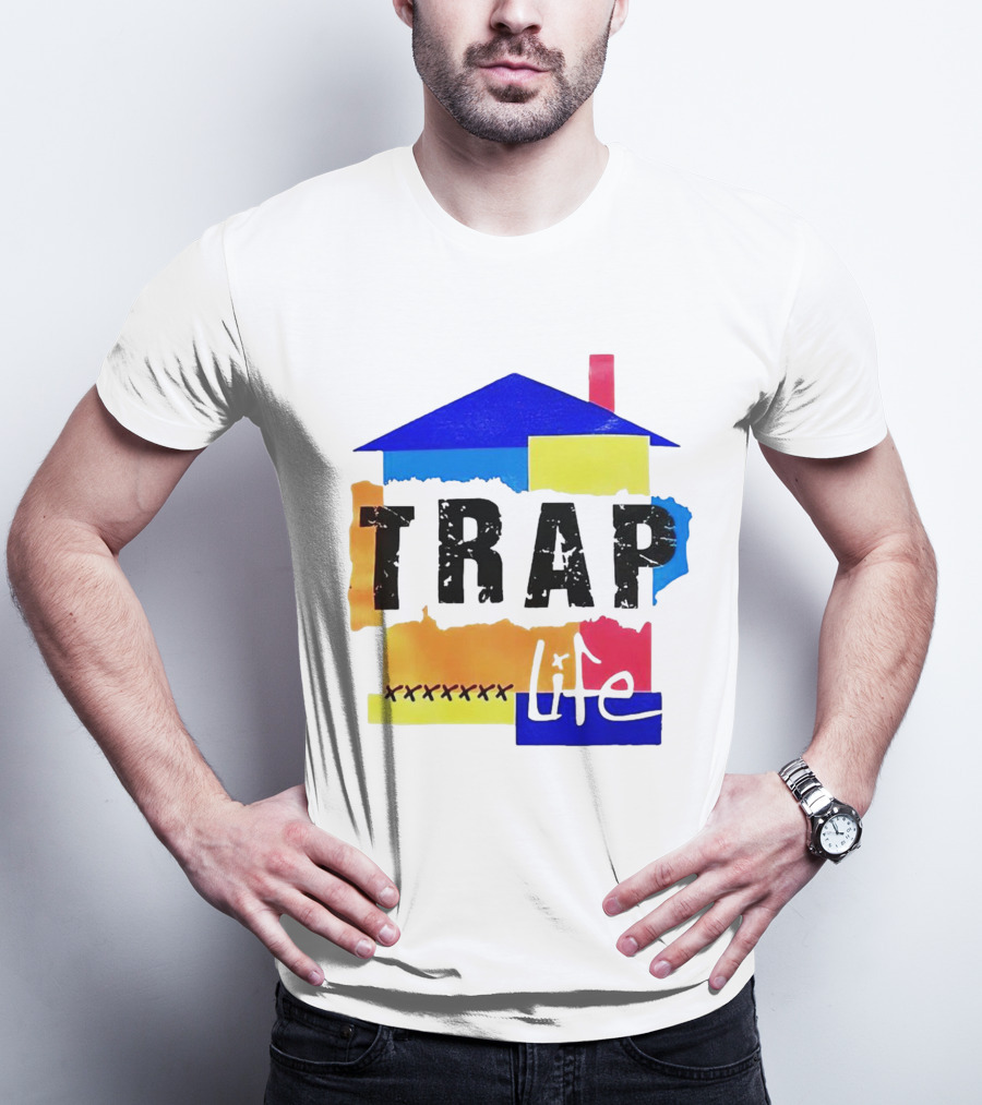TRAP Life House Design Multicolored Blocks And X Marks T-Shirt