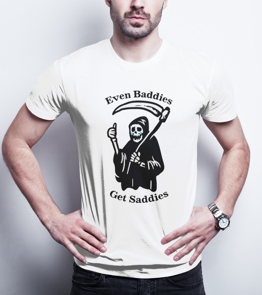 Even Baddies Get Saddies Grim Reaper With Scythe And Thumbs Up T-Shirt