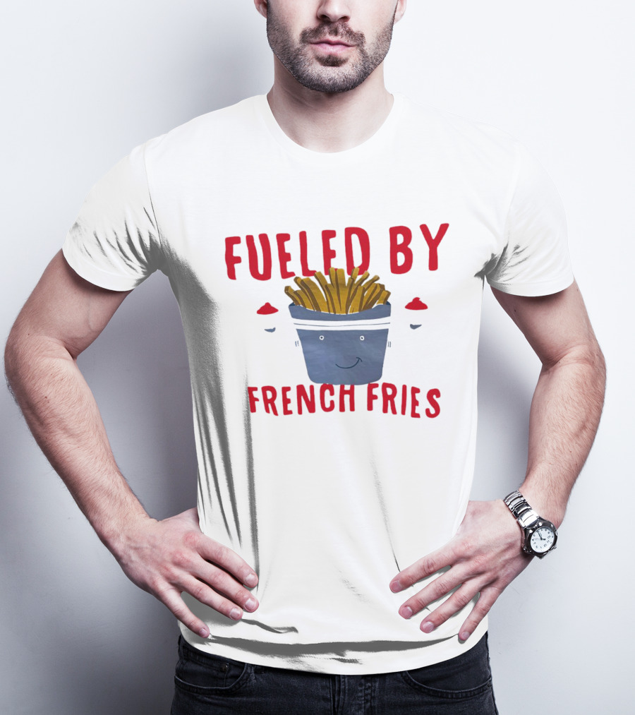 Fueled By French Fries Smiling Cartoon Face With Ketchup Cups T-Shirt