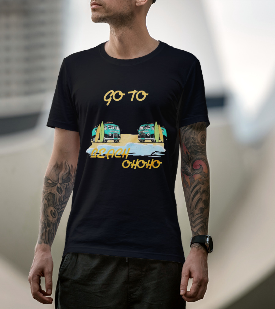 Go To Beach Ohoho Classic Retro Surf Vans And Surfboards T-Shirt