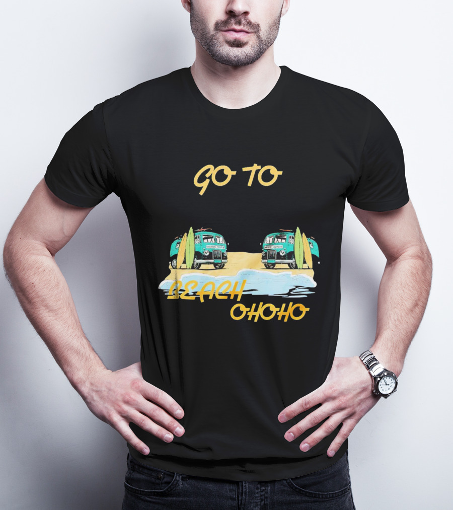 Go To Beach Ohoho Classic Retro Surf Vans And Surfboards T-Shirt
