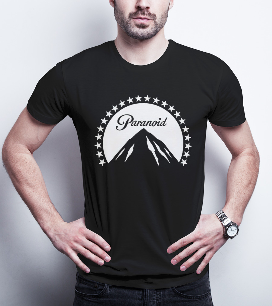 Paramount Paranoid Logo Parody Stars Mountain T-Shirt