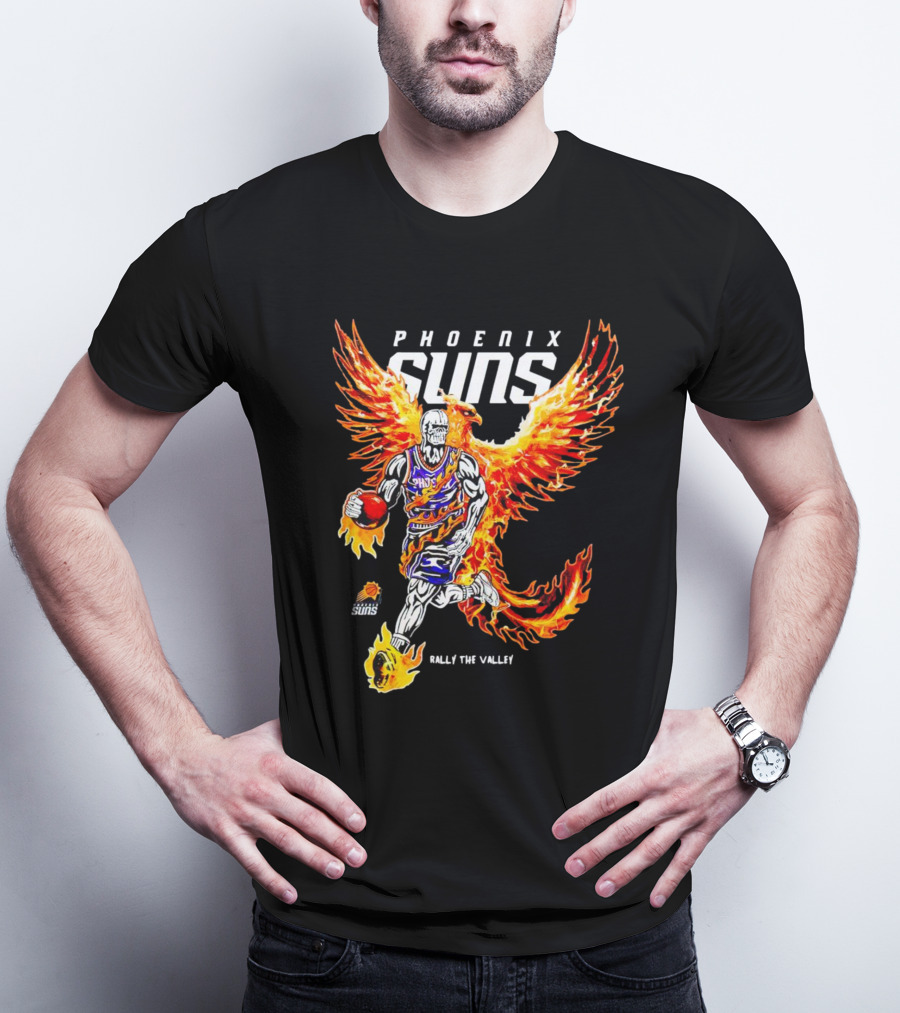 Phoenix Suns Flaming Basketball Phoenix Rally The Valley T-Shirt