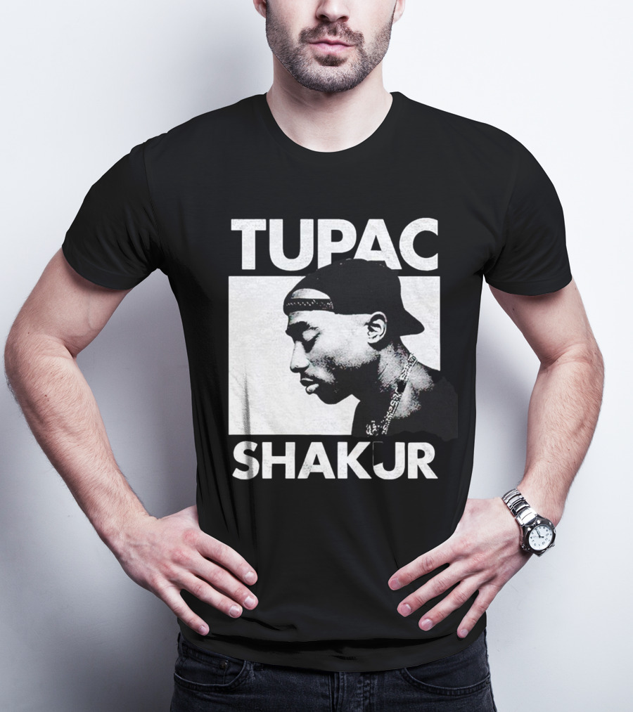 Tupac Shakur Profile Portrait Black T-Shirt