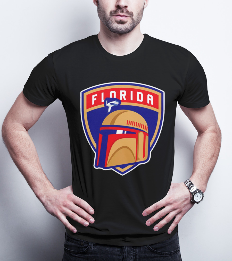 Florida Panthers Boba Fett Helmet Star Wars Collaboration T-Shirt