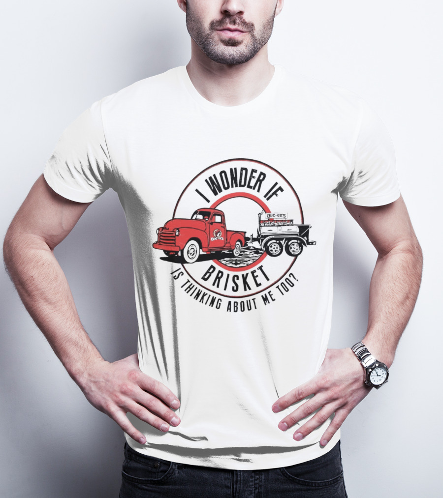 I Wonder If Brisket Is Thinking About Me Too Vintage Truck BBQ T-Shirt