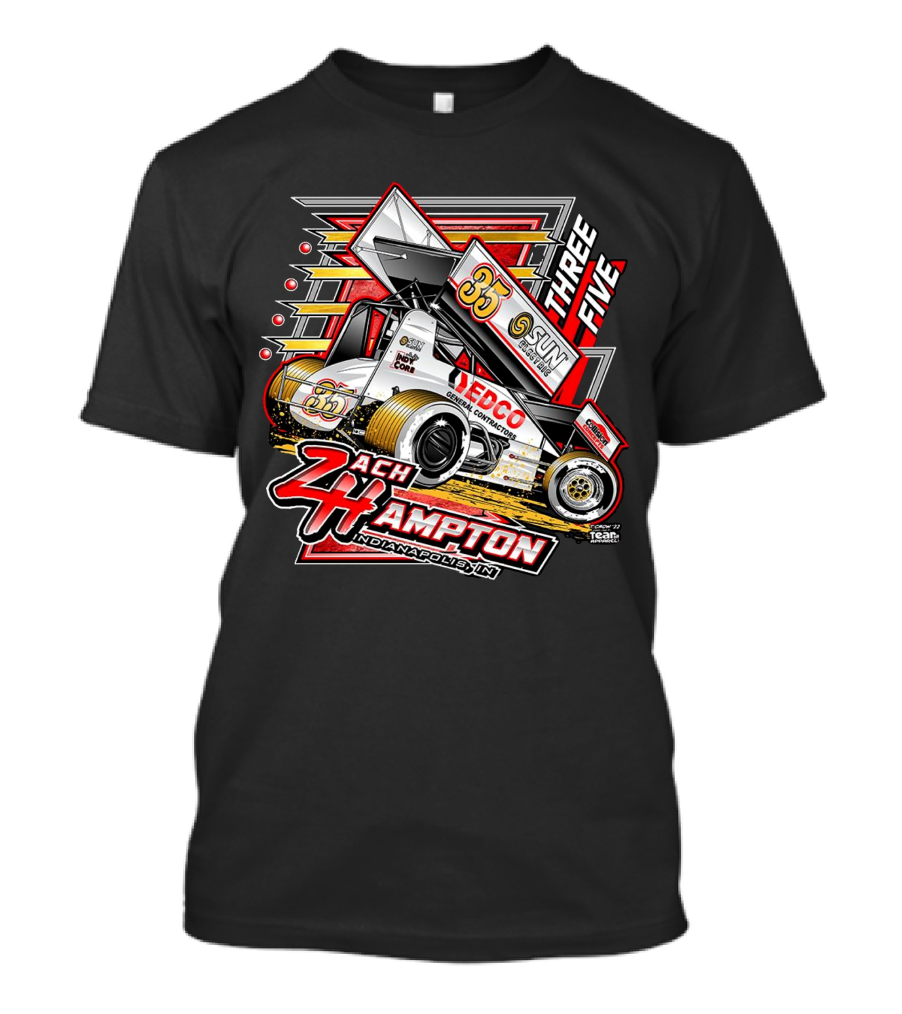 Zach Hampton Indianapolis IN Three Five 35 Sun Sprint Car Racing T-Shirt