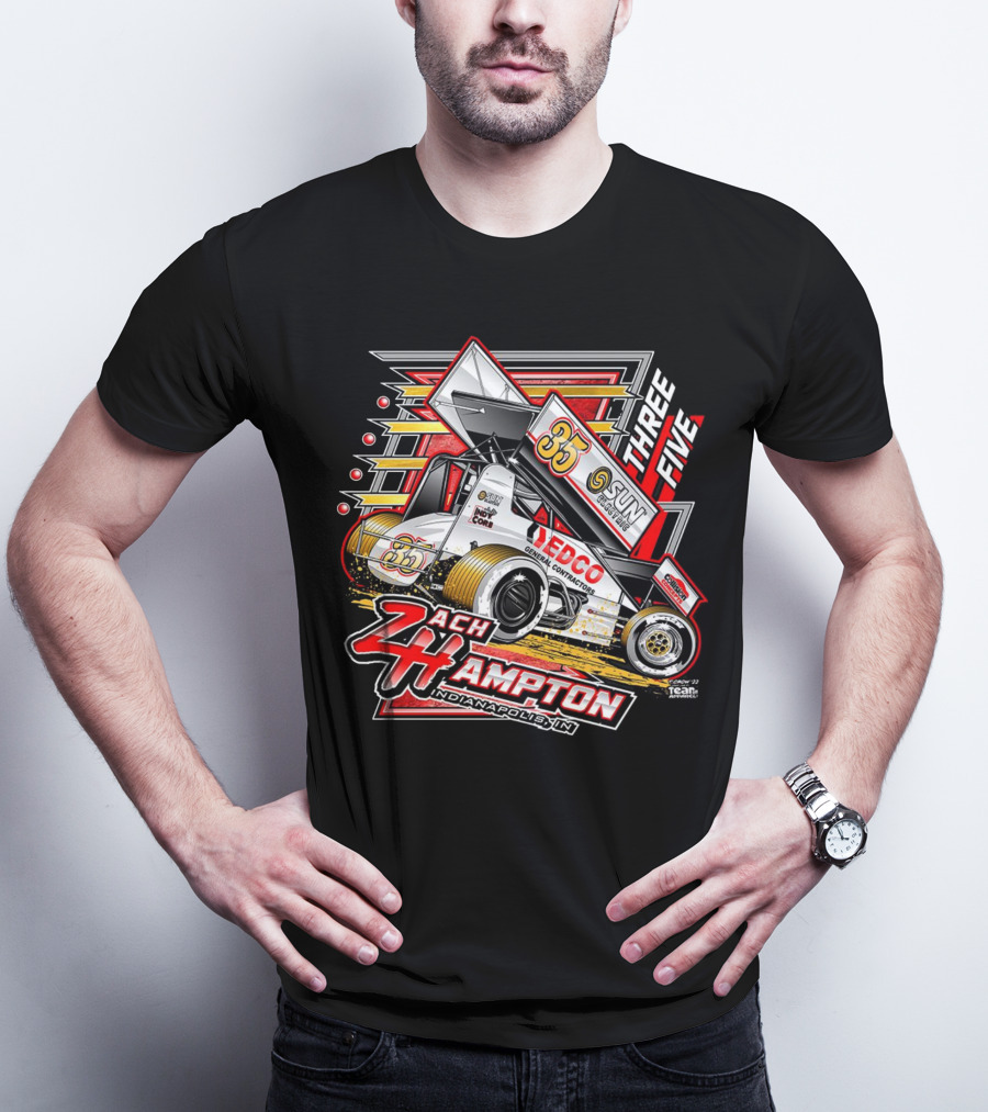 Zach Hampton Indianapolis IN Three Five 35 Sun Sprint Car Racing T-Shirt
