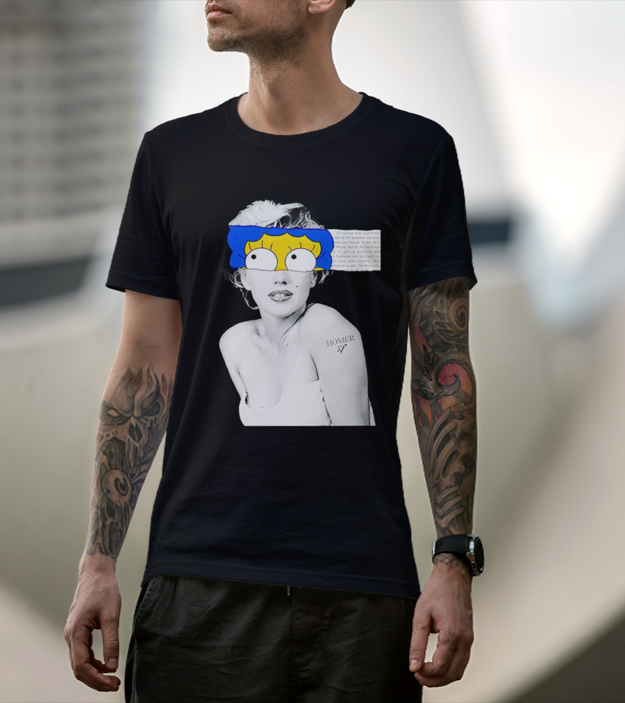 Marylin Monroe And Marge Simpson Crossover With Homer Tattoo T-Shirt