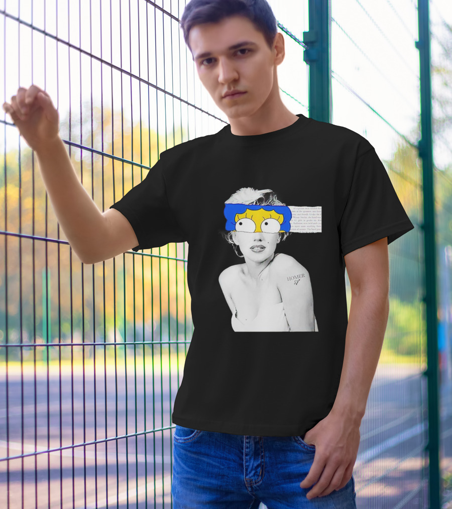 Marylin Monroe And Marge Simpson Crossover With Homer Tattoo T-Shirt