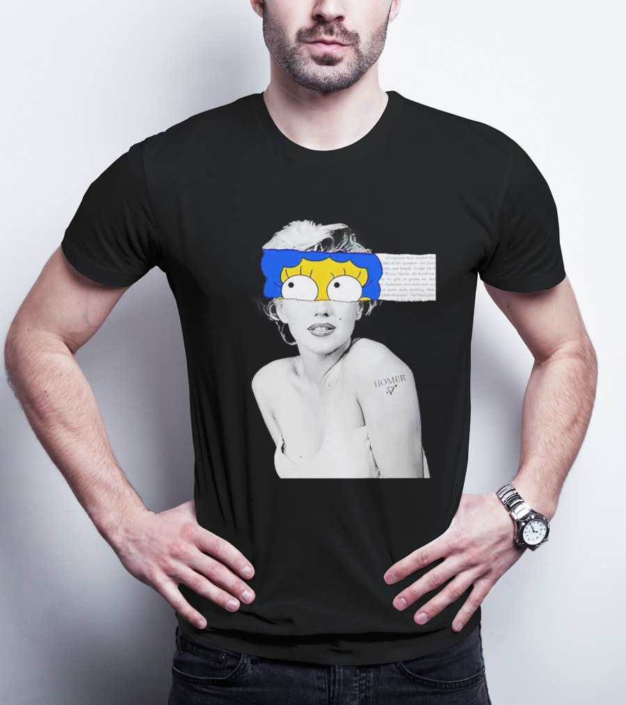 Marylin Monroe And Marge Simpson Crossover With Homer Tattoo T-Shirt